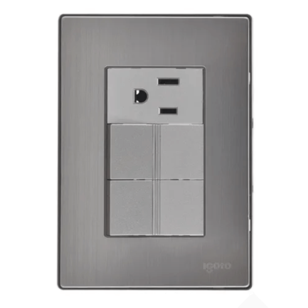 PLACA INOX 2 APAGADORES Y UN CONTACTO IGOTO – FerroEléctrica Diaz
